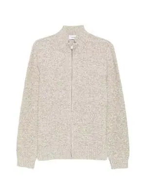LARDINI Wool-blend Zip-up Sweater - Beige
