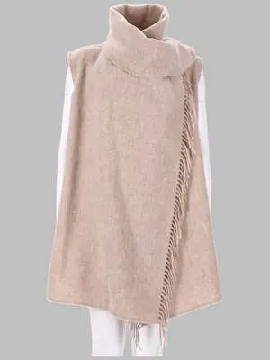 FABIANA FILIPPI Wool Gilet With Scarf Detail And Fringe