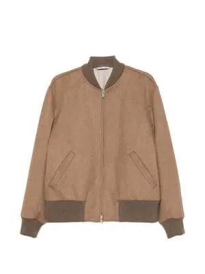 LARDINI Wool Varsity Jacket With Leather Logo Patch And Ribbed Trim