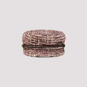 MAISON MICHEL Tweed Mini Hat - Red