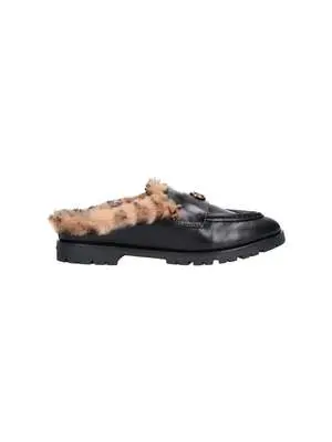 Pinko Fur-lined Leather Mule Loafers