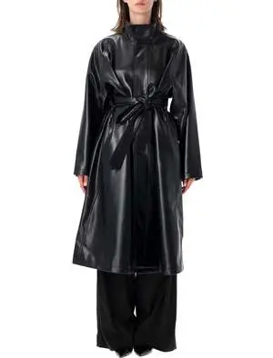 THE FRANKIE SHOP Faux Leather Belted Coat