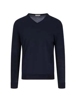 BALLANTYNE 100% Cashmere V-neck Sweater - Blue