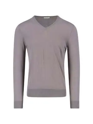 BALLANTYNE 100% Cashmere V-neck Sweater - Grey
