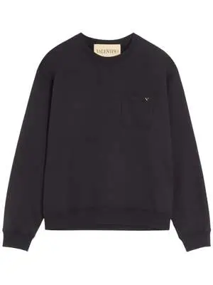 Valentino Garavani Crewneck Sweatshirt With Chest Pocket - Black
