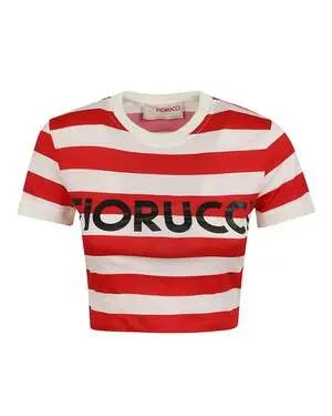 Fiorucci Graphic Striped Crop T-shirt