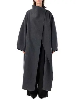 THE FRANKIE SHOP THE FRANKIE SHOP Oversized Funnel Neck Wrap Coat Grigio