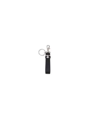 TOD`S Leather Keychain With Metal Clip - Black