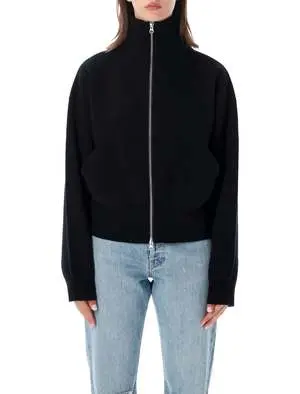 Extreme Cashmere Cropped Bomber Cardigan With Three-dimensional Jacquard