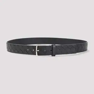 Bottega Veneta Intrecciato Leather Belt - Black