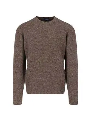 DRUMOHR Crewneck Fine Knit Long Sleeve Sweater - Brown