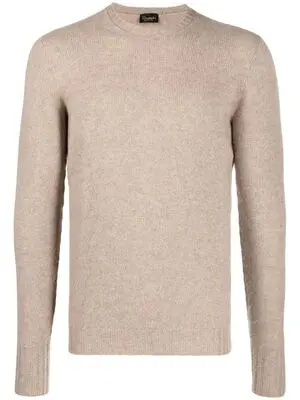 DRUMOHR Crewneck Fine Knit Long Sleeve Sweater - Brown