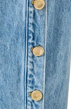 Endless Rose Side Button Straight Leg Jeans