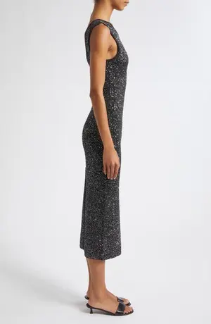 TOCCIN Cleo Sequin Midi Dress - Onyx