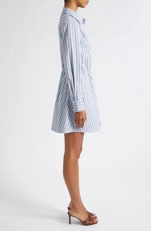 TOCCIN Kirby Striped Mini Shirt Dress - Sky Multi Stripe