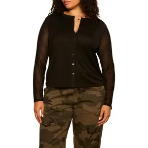 Sanctuary Mesh Long Sleeve Cardigan - Black