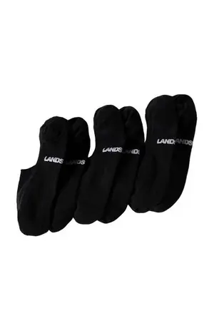 LANDS' END 3-pack Cotton Midcut Liner Socks - Black