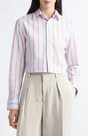 JW Anderson Striped Cropped Shirt - Blue/orange