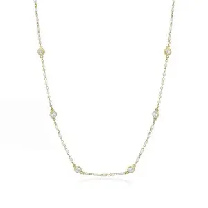 THE LOVERY FINE JEWELRY Bead Cz Chain Necklace - White Enamel