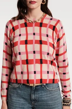 FRANCES VALENTINE Honey Merino Wool Sweater - Pink/red/multi