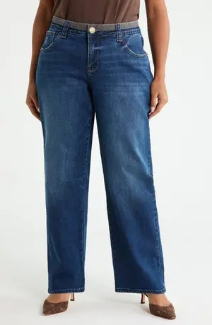 Wit & Wisdom Contrast Trim Straight Leg Jeans - Blue