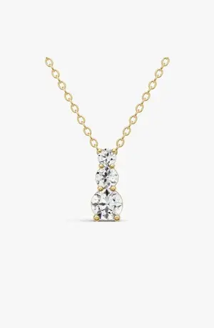 SEREIA OFFICIAL 14k 1.5 Ct Round Lab-grown Diamond Three-stone Pendant Necklace - Yellow Gold