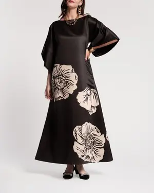 FRANCES VALENTINE Spinnaker Maxi Dress Carefree Chrysanthemum - Black/camel