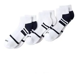 LANDS' END 3-pack Half Cushion Performance Quarter Socks - White-navy