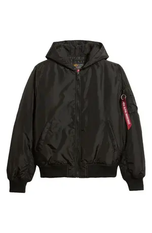Alpha Industries Ma-1 Hood Relaxed Bomber Jacket - Black