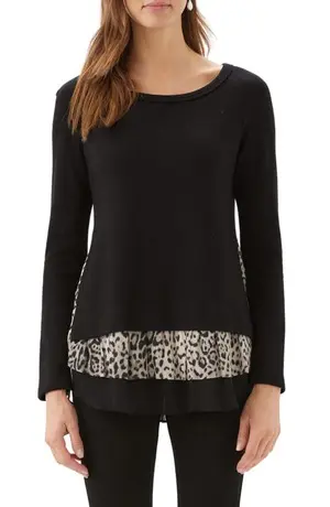 Karen Kane Layered Contrast Sweater - Black