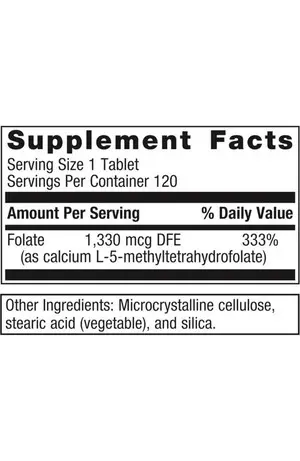 METAGENICS Folapro L-5-mthf Folate Methylation Support Supplement 120 Tablets