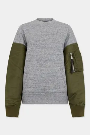 Dsquared2 Hybrid Melange Field Fit Crewneck With Nylon Sleeves