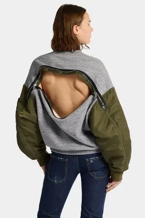 Dsquared2 Hybrid Melange Field Fit Crewneck With Nylon Sleeves
