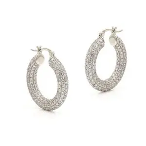 JAREDJAMIN Aria Pavé Chubby Hoop Earrings - Silver