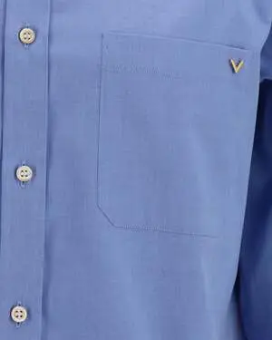 Valentino Garavani Lightweight Cotton Shirt With Vgold - Blue