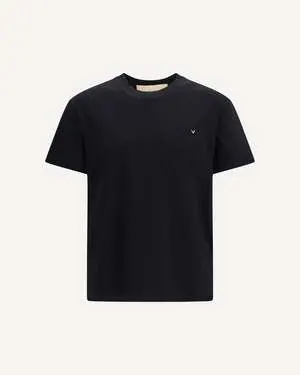 Valentino Garavani Cotton T-shirt With Vgold Ale - Black