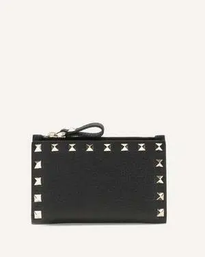Valentino Garavani Rockstud Zip Card Holder - Black