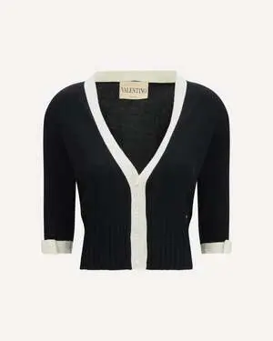 Valentino Garavani Bicolor V-neck Cardigan