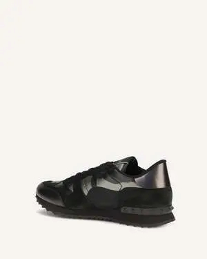 Valentino Garavani Rockrunner Camouflage Laminated Sneakers