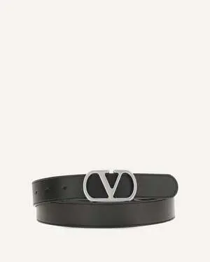 Valentino Garavani Vlogo Signature Leather Belt - Black