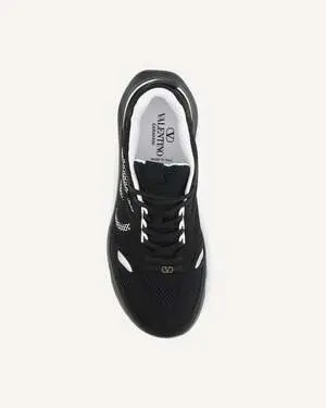 Valentino Garavani Demivee Mesh And Suede Low Top Sneakers - Black