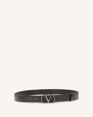 Valentino Garavani Vlogo Signature Leather Belt - Black