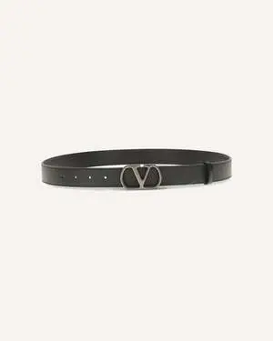Valentino Garavani Vlogo Signature Leather Belt - Black