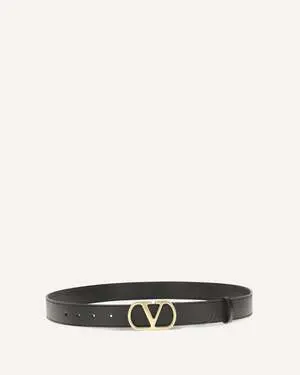 Valentino Garavani Vlogo Signature Leather Belt - Black