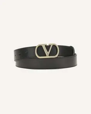 Valentino Garavani Vlogo Signature Leather Belt - Black