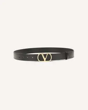 Valentino Garavani Vlogo Signature Leather Belt - Black