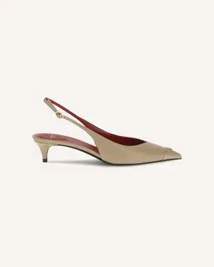 Valentino Garavani Vlogo Signature Kitten-heel Slingback Pumps - Beige