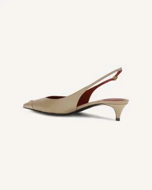 Valentino Garavani Vlogo Signature Kitten-heel Slingback Pumps - Beige