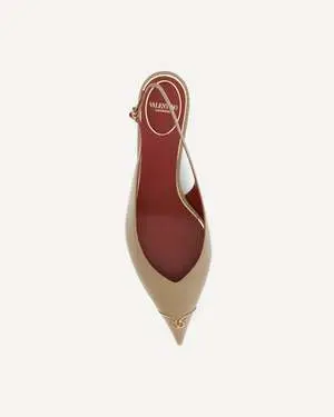 Valentino Garavani Vlogo Signature Kitten-heel Slingback Pumps - Beige