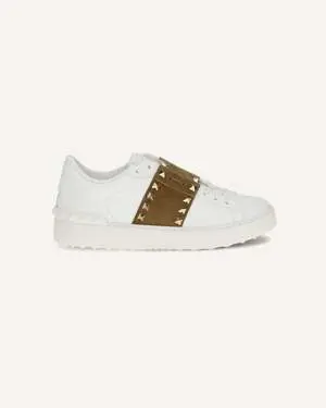 Valentino Garavani Rockstud Untitled Sneakers With Suede Band - White